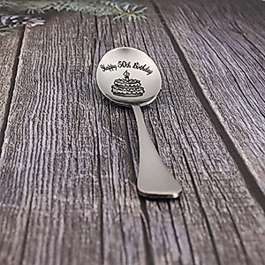 Happy 50th Birthday Spoon Gifts Engraved Spoon Personalized 50th Birthday Gifts for Son Daughter Sister Brother Friends