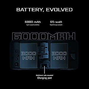 ASUS ROG Phone 6 Batman Edition Cell Phone, 6.78” FHD+ 2448x1080 165Hz, 6000mAh Battery, 50MP/13MP/5MP Triple Camera, 12MP Front, 12GB RAM, 256GB Storage, 5G LTE Unlocked Dual SIM, AI2201-12G256G-BM