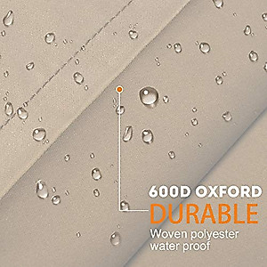 CAMPROS Rectangular/Oval Patio Furniture Cover with Roof Pole, Waterproof Outdoor Table Chair Set Covers, Fade Resistant Cover for Outdoor Furniture Set, UV Resistant, 134" L x 84" W x 56" H - Beige