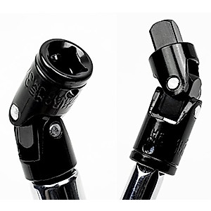 Bastex Black Complete Impact Universal Joint Set, Made of CR-V Steel. 3 Universal Joint Socket Piece Swivel Set. Wobble Elbow Extension Sets