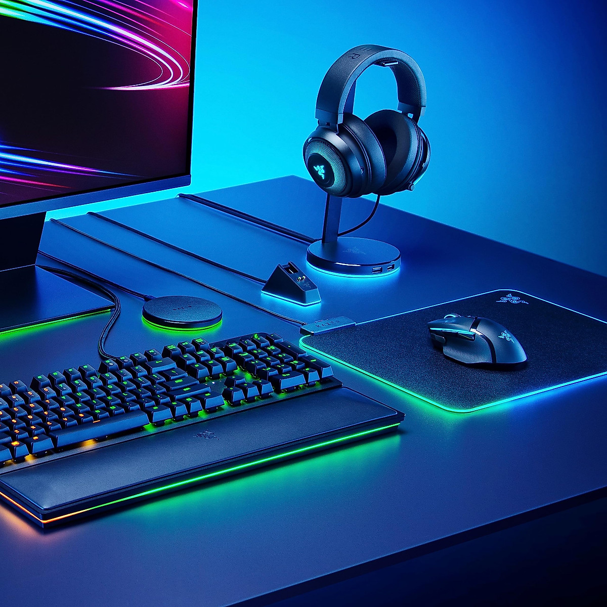 Razer Mouse Charging Dock Chroma: Magnetic Dock with Charge Status RGB Lighting - Anti-Slip Gecko Feet - Powered by Razer Chroma - Classic Black