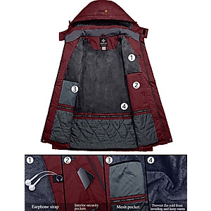 GEMYSE Women's Mountain Waterproof Ski Snow Jacket Rain Winter Jacket Coat Hooded Windproof Parka(Wine Red,Medium)