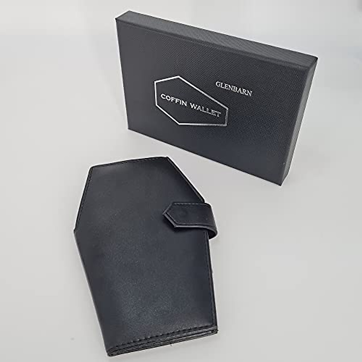 GLENBARN Coffin Wallet - Gothic Wallet or Coffin Purse for Men and Women - Black Vegan Witch Wallet with Snap