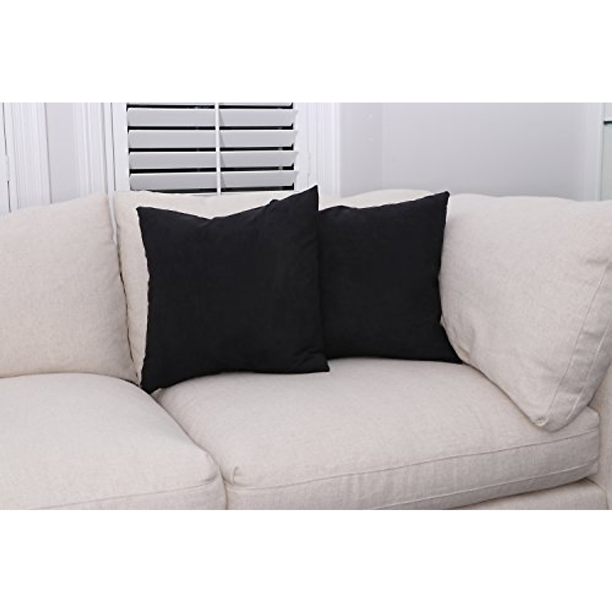 Deluxe Comfort Microsuede Throw Pillows, 16" by 16", Black 2 Count