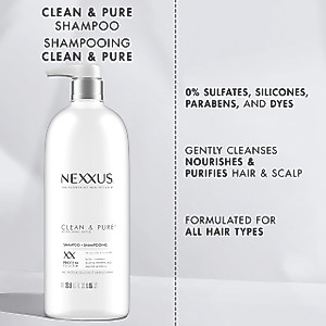 Nexxus Clean and Pure Clarifying Shampoo, With ProteinFusion, Nourished Hair Care Silicone, Dye And Paraben Free 33.8 oz