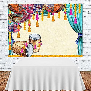 Lofaris India Traditional Wedding Backdrop for Photography Yellow Flower Curtain Background for Hindu Indian Wedding Decor Marigold Puja Ganpati Wedding Photo Booth Props 7x5ft