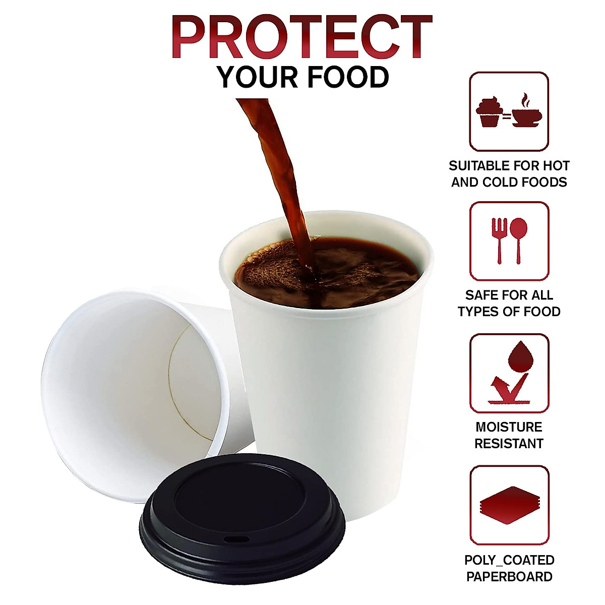 Smygoods 12oz Coffee Cups With Lids, Coffee Cups, & Tea Cups, 100 Pack,