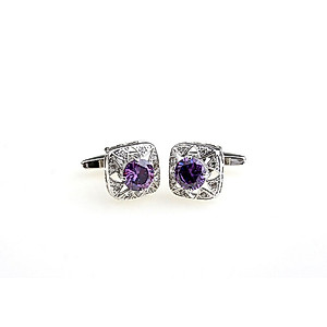 MRCUFF Purple Crystal Pair Cufflinks in a Presentation Gift Box & Polishing Cloth