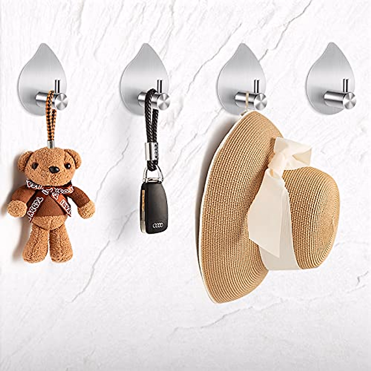 Door Hooks Self Adhesive Heavy Duty Waterproof Stainless Steel Hooks for Hanging Coat Hat Towel Robe Hook Rack Wall Mount Camper Decor Stick on Wall Hooks and Command Hook for Bedroom Bathroom