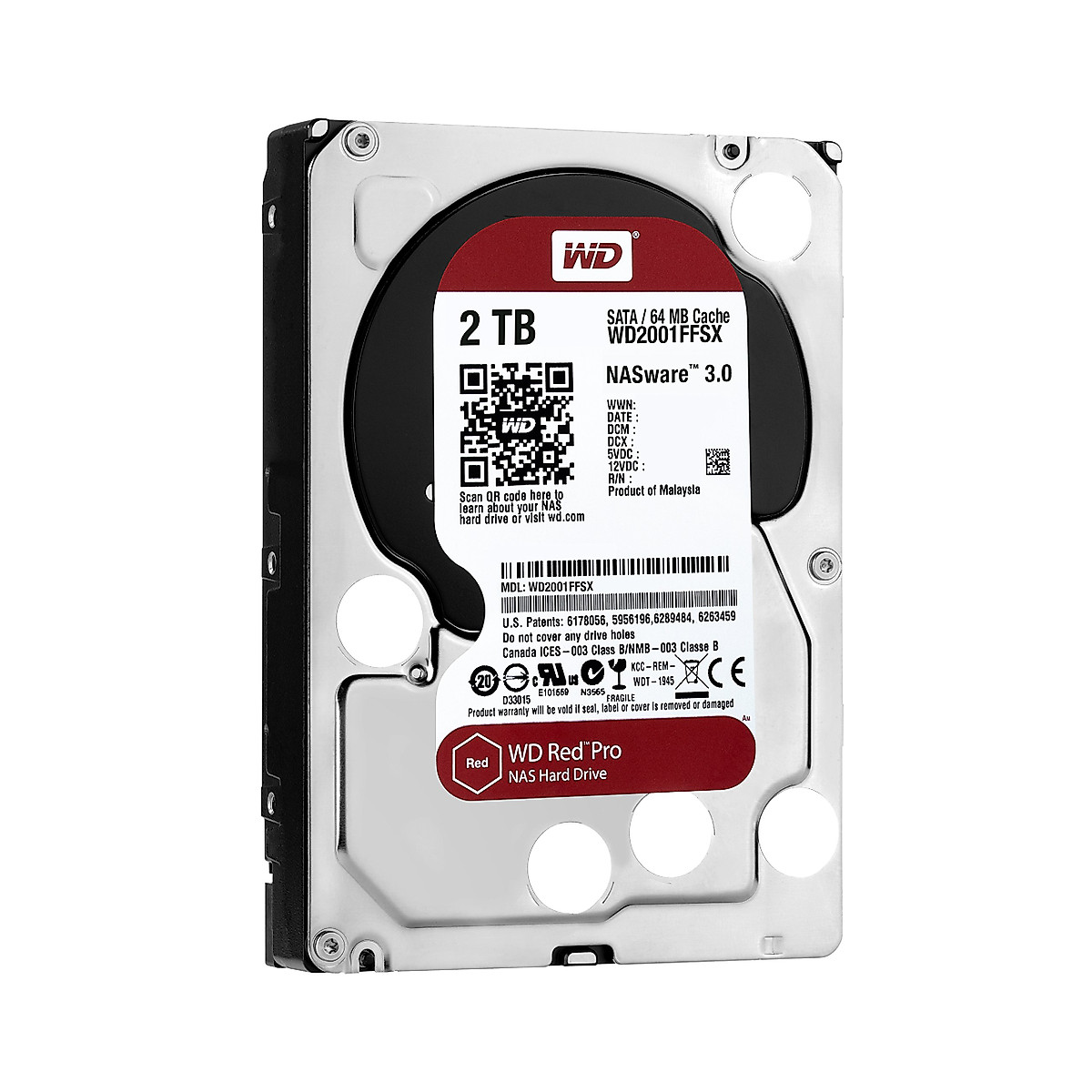 WD Red Pro 2TB NAS Hard Disk Drive - 7200 RPM SATA 6 Gb/s 64MB Cache 3.5 Inch - WD2001FFSX