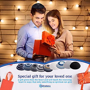 HolYudaica Hand Made 100% Cotton DMC Hand Knitted Kippah Hat Designed in Israel, Yamaka Jewish Hats for Men, Yarmulke Hat (Blue Grey, 19cm-7.5inch-Flat)