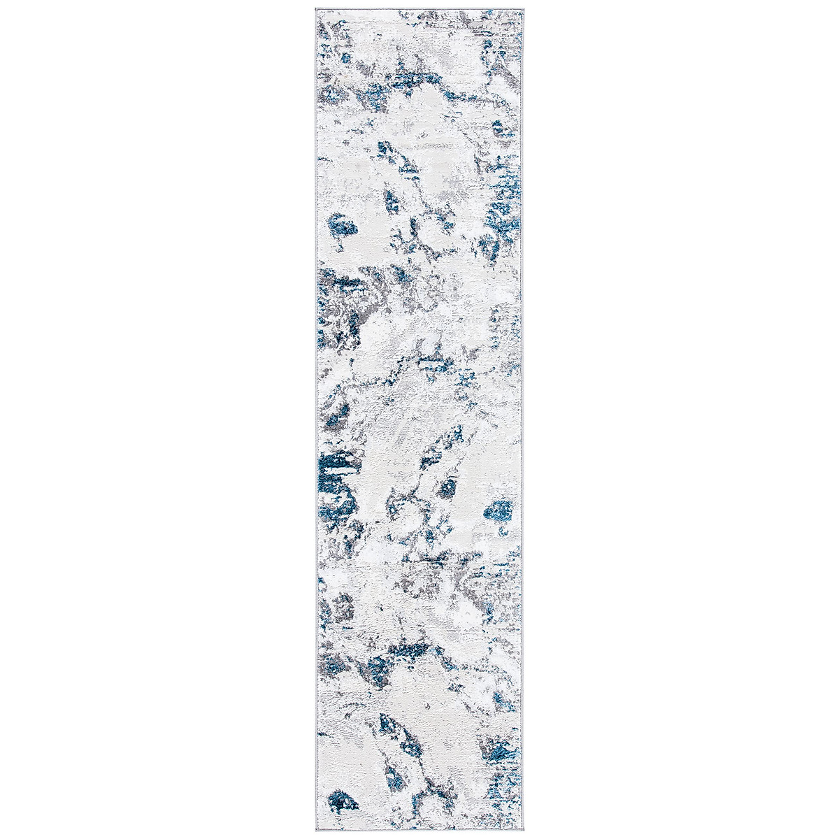 SAFAVIEH Amelia Collection Runner Rug - 2' x 12', Grey & Blue, Modern Abstract Design, Non-Shedding & Easy Care, Ideal for High Traffic Areas in Living Room, Bedroom (ALA232G)
