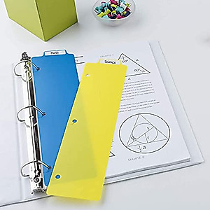Khakho 10Pcs 3-Ring Binder Plastic Clapboard, Snap-in Bookmarks, Repositionable Document Tabs for Pages or Bookmarks, Reading Notes, Sorting Documents Signs (10)