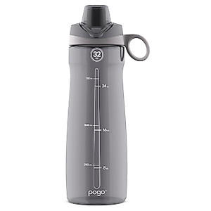 Pogo BPA-Free Tritan Plastic Water Bottle with Chug Lid, 32 Oz, Grey