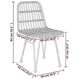vidaXL 2X Patio Chairs Garden Outdoor Lawn Terrace Balcony Backyard Dining Dinner Dinette Sitting Chair Seat Seating Furniture PE Rattan