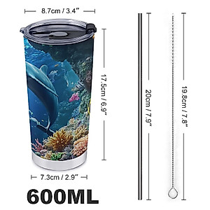 zxxpensy 20 Oz Tumbler Travel Cup Cute Beagle Dog with American Flag Water Bottle, Stainless Steel Vacuum Insulated Coffee Mug with Straw Lid And Cleaning Brush