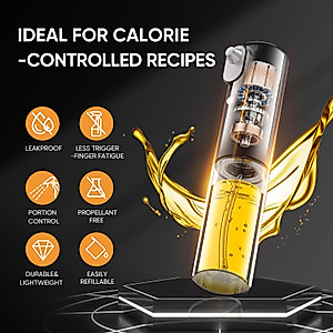 Oil Sprayer for Cooking - Electric Olive Oil Sprayer - Continuous Spray with Portion Control - Oil Spray Bottle - Two Spray Methods, Kitchen Gadgets Accessories for Air Fryer(Glass Bottle, USB, 200ML)