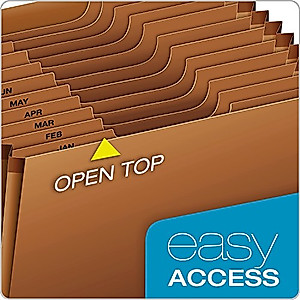Globe-Weis PFXR217MHD /Pendaflex Heavy-Duty Expanding File, Open Top, 12 Pockets, Monthly Index, Letter Size, Brown (R217MHD)