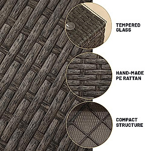 PAOLFOX 5 Piece Patio Furniture Sets,Patio Conversation Sets,Wicker Patio Furniture,Rattan Outdoor Furniture,Patio Sofa,Deck Furniture Brown/Beige