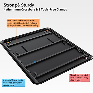 OEDRO Quad Fold Tonneau Cover Soft Four Fold Truck Bed Covers Compatible with 2009-2014 Ford F-150 F150 5.6' Bed