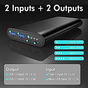 26800mAh Portable Charger Power Bank, Dual USB w/USB-C Fast Charging Battery Pack Charger for iPhone XR XS 11 12 13 14 SE, iPad,Airpods,Samsung S10 S21 S22 S23 Ultra, Google Pixel 6,LC Android Phone