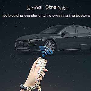 RFSRZ for Audi Key Fob Cover,Premium Soft Full Protection Key Shell Case Compatible with Audi A4 Q7 Q5 TT A3 A6 SQ5 R8 S5,Classy and Durable Key Shell Cover Holder Accessories for Women Men (White)