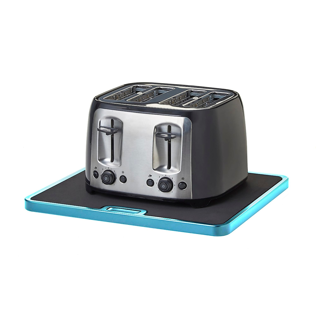 Nifty Large Appliance Rolling Tray - Aqua, Home Kitchen Counter Organizer, Integrated Rolling System, Non-Slip Pad Top for Coffee Maker, Stand Mixer, Blender, Toaster