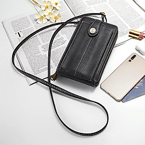 Kattee Women Small Crossbody Cell Phone Purse Wristlet Wallets RFID Blocking Faux Leather Clutch Wallets Shoulder Phone Bag