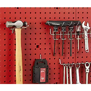 Overbuilt red pegboard panel