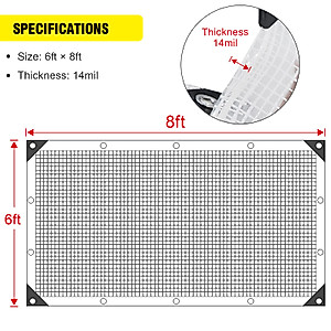 Clear Greenhouse Heavy Duty tarp 14 Mil Clear Waterproof Cover,UV Resistant Poly Tarp with Grommets 8x6ft Superior Strength,for Gardening, Farming, Nursery, Garden