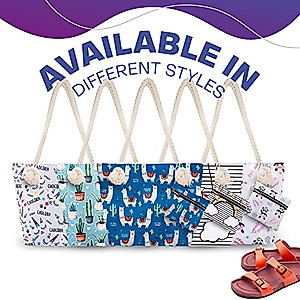 Rave Envy Llama Beach Shoulder Tote Bag - Llama Gifts for Women, Blue With White Llama Weekender Travel Bag