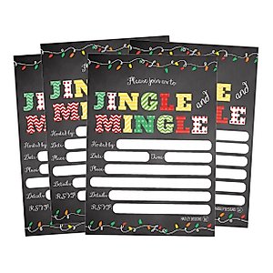 25 Jingle And Mingle Invitations For Christmas Party Invitations - Holiday Party Invitations Christmas Party Invites Adults, Winter Birthday Invitations Christmas Open House Invitations Xmas Party