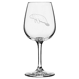 Manatee (Body) Zoo Animal Themed Etched All Purpose 12.75oz Wine Glass