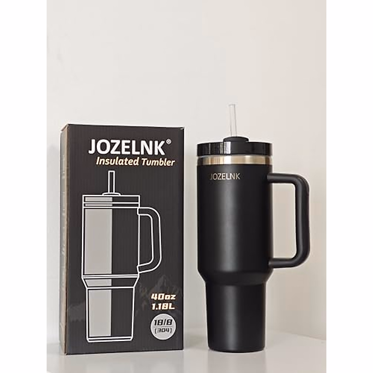 JOZELNK 40oz Tumbler with Handle Insulated Mug wtih Straw and Lid Stainless Steel Vacuum Double Wall Drinking Cup
