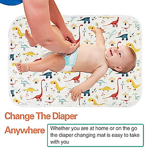 Baby Diaper Changing Pad, 21 5/8" x 31.5" Waterproof Changing Pad Liners 2Pack - Reusable Soft and Absorbent Portable Changing Mat(Dinosaur2PCS)