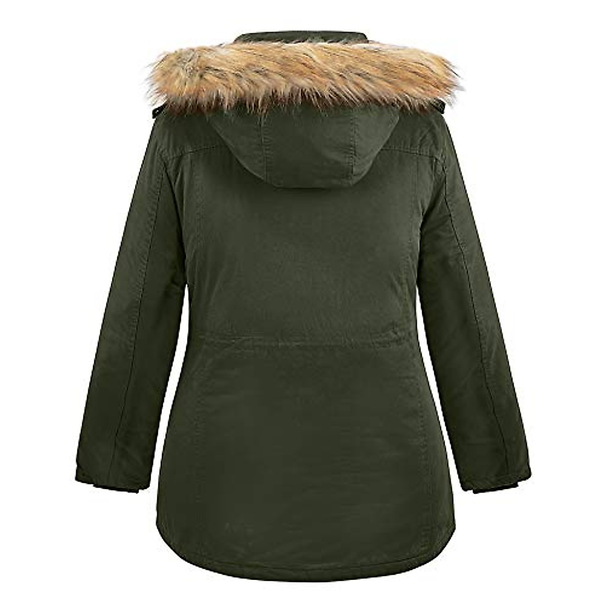 Soularge Women's Winter Plus Size Warm Faux Fur Coat Outerwear(Army Green, 5X)