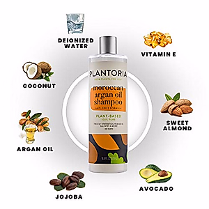 Plantoria Moroccan Argan Oil Shampoo | Plant Based Pure Vegan Organic Anti Dandruff & Frizz Hair Products for Women, Men, Teens, Kids | Natural Hair Shampoo With Coconut, Argan, Jojoba, Vitamin E