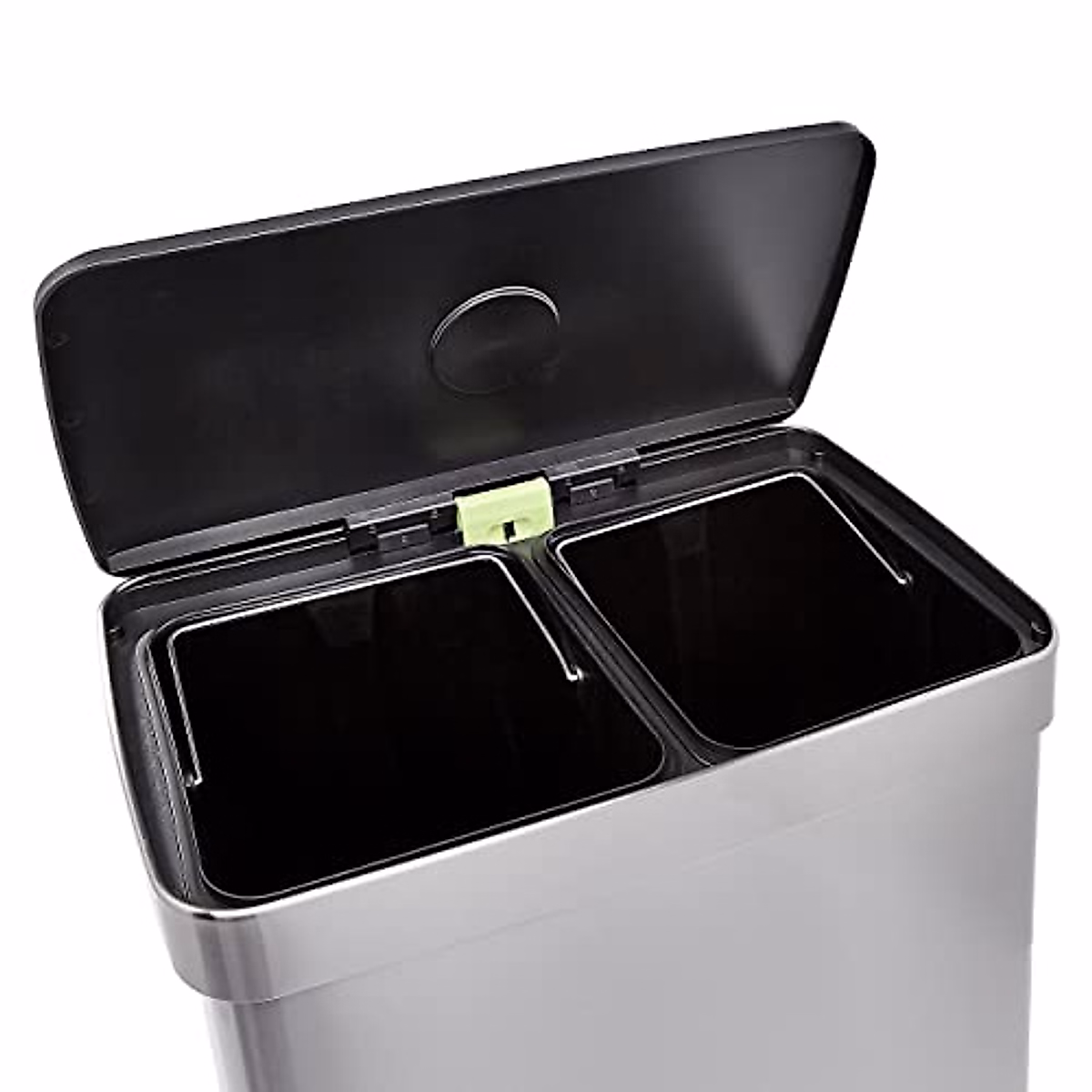 Amazon Basics Rectangular Recycling Trash Can with 2 Compartments - 60 Liter