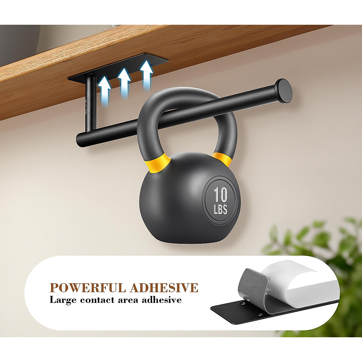 Paper Towel Holder Under Cabinet, Black Drilling or Self Adhesive Paper Towel Holder, Paper Towel Roll Rack, SUS304 Stainless Steel Under Counter Paper Towel Holder for Kitchen, Pantry, Sink, Bathroom