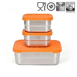 Anas Small Stackable Snack Containers | Leak-Proof Stainless Steel Containers With Lids (Rectangular)