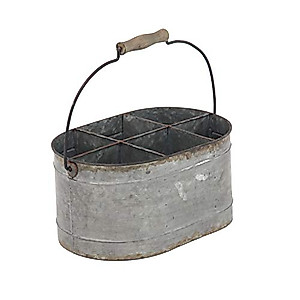 Deco 79 Metal Galvanized Farm House 6 Bottle Wine Holder, 13" x 9" x 7", Gray