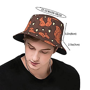 Cute Squirrel Acorns Bucket Hat Fisherman Hat Sun Cap for Men Women Outdoor Travel Beach