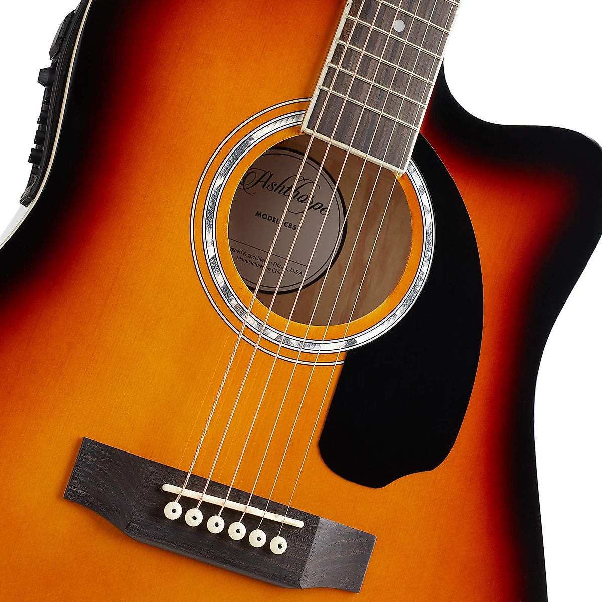 Ashthorpe Full-Size Cutaway Thinline Acoustic-Electric Guitar Package - Premium Tonewoods - Sunburst