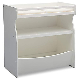 Delta Children 2-in-1 Changing Table & Storage Unit, Bianca and Waterproof Baby and Infant Diaper Changing Pad, Beautyrest Platinum, White