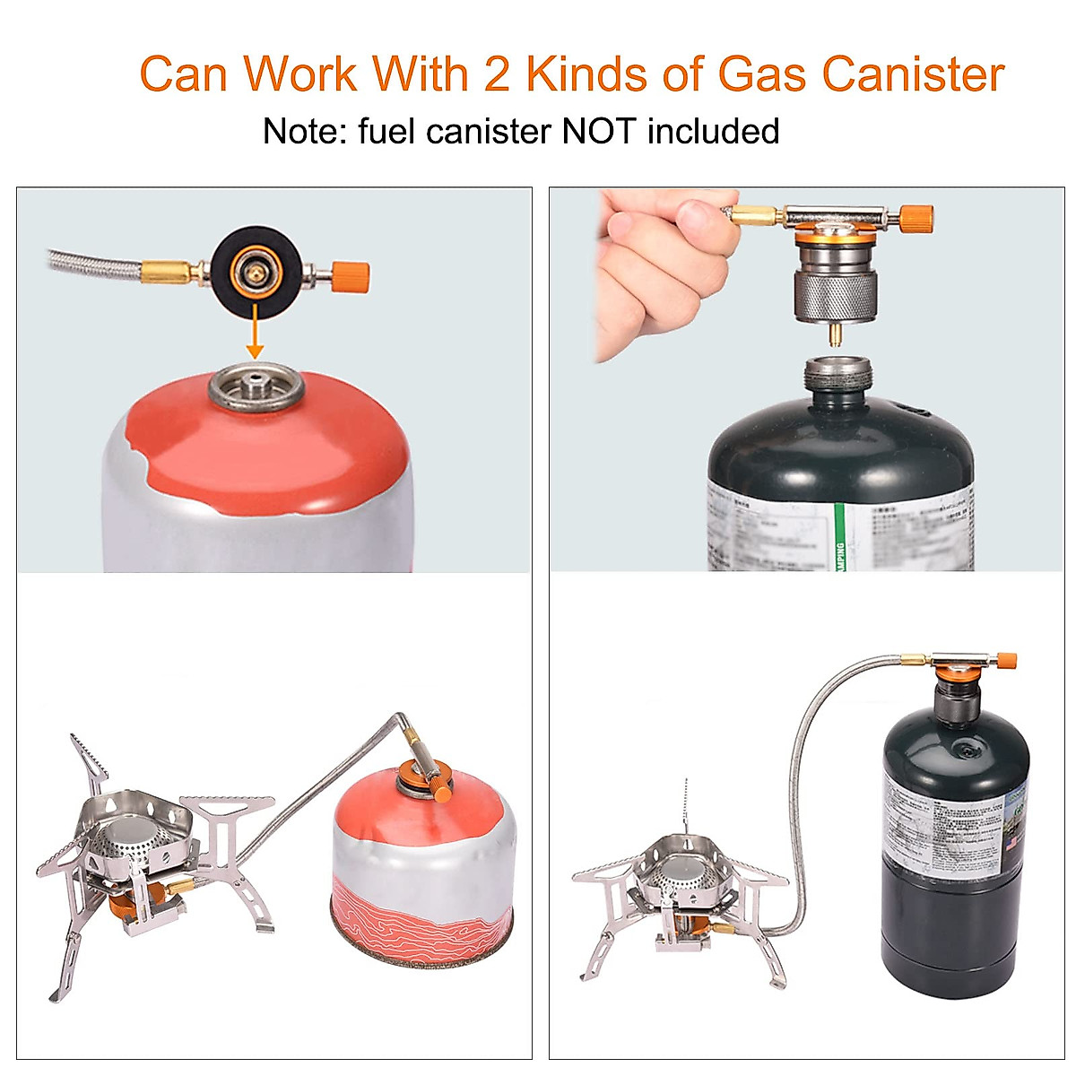 Portable Backpacking Stove with Piezo Ignition Windproof Camping Gas Stove Camp Stove Foldable Burner with Propane Canister Adapter for Outdoor Camping Hiking Picnic