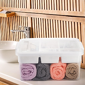 Eorbow 17QT Plastic Storage Box with Removable Tray, Clear Art Supply Craft Organizer and Storage Bin, Stackable Playroom Container with Lid and Handle for Organizing Tool, Bead, Crayon, Sewing
