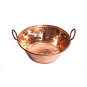 CEMCUI Copper Cazo 7.5 Litre Saucepan (253 Liquid Ounces) Hammered Copper Ideal for Meats, 32 cm Diameter (12.5 Inches)