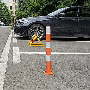 NOGRAX Parking Posts for Driveways Lockable Folding Security Post Parking Space Lock Reflective Parking Cones with Keys Parking