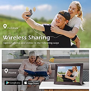 10.1 Inch Digital Picture Frame, Canupdog Smart WiFi Digital Photo Frame with IPS Touch Screen, 16GB Storage Auto Rotate Motion Sensor Electronic Picture Frame Share Photo via Frameo APP