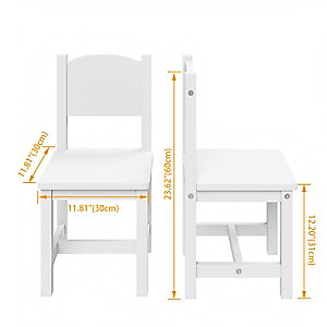 Timy Toddler Wooden Chair Pair, Kids Furniture for Eating, Reading, Playing 2 Pack (White)